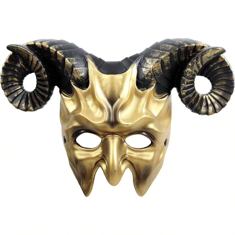 MCJC Devil Goat Horned Mask, Halloween Cosplay Props, Adult Half Face ...