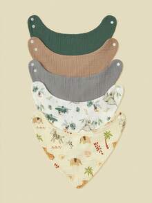 5pcs/Set Baby Bibs, Soft Cotton Gauze Triangle Drool Bibs, Floral ...