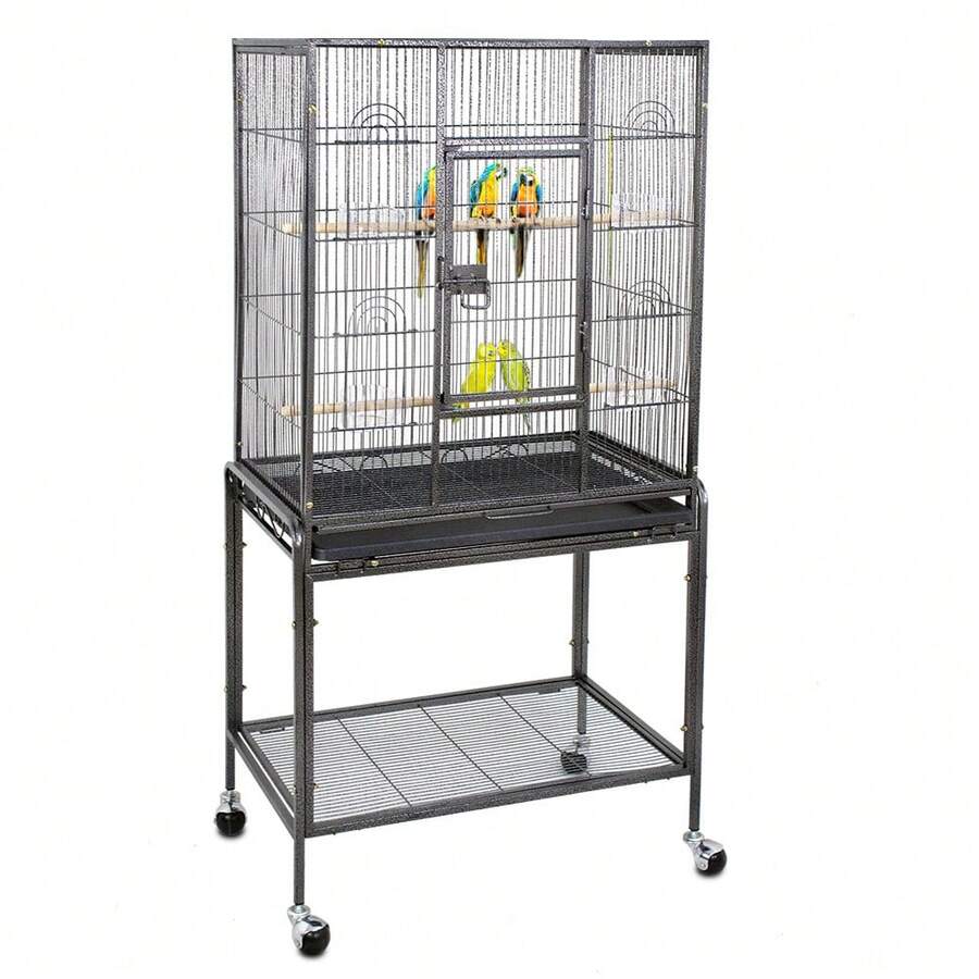 Bird Cage Large Parrot Play Cockatiel House 53" Metal Stand Doors With ...