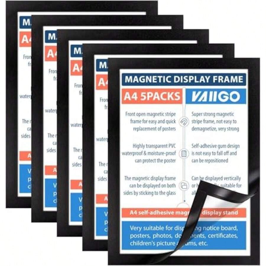 5pcs A4 Self-Adhesive Magnetic Display Frame, Magnetic Paper Holder For ...