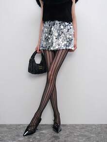 1pc Vertical Striped High Elasticity Fishnet Leggings, Sexy Pantyhose ...