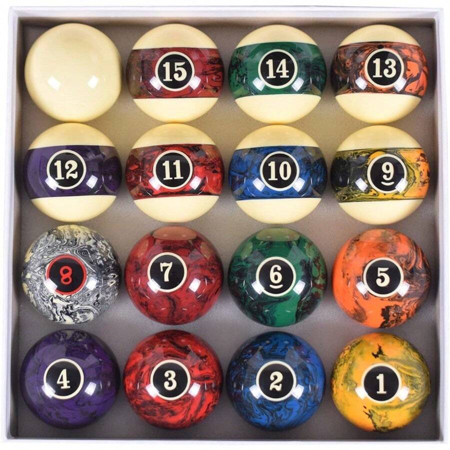 21 4 57.15mm Pool Ball Set Pool Table Balls Complete 16 Marble Billiard ...