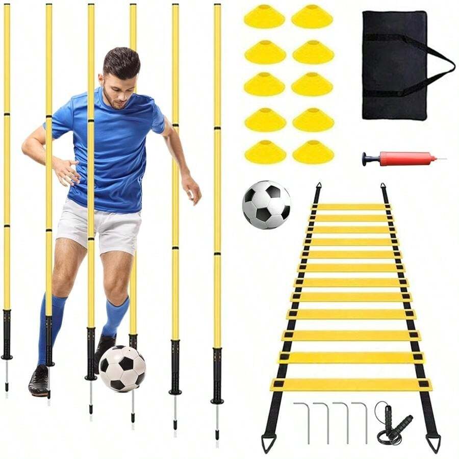 Soccer Agility Training Equipment Set: 6 Soccer Training Poles,19.7ft ...