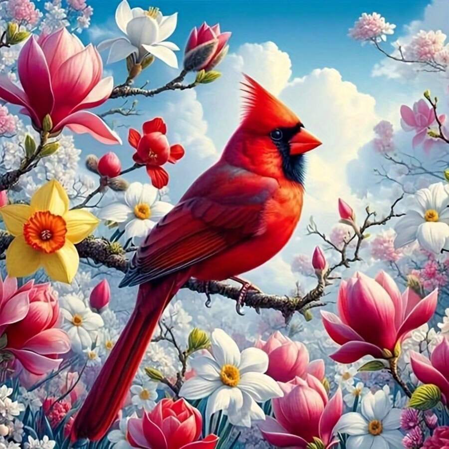 Red Cardinal Drill Diamond Painting Diamond Art Embroidery Craft For ...