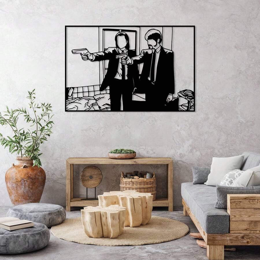 Metal Movie Scene Wall Decor, Gun Movie Scene Wall Art,Movie Scene Wall ...
