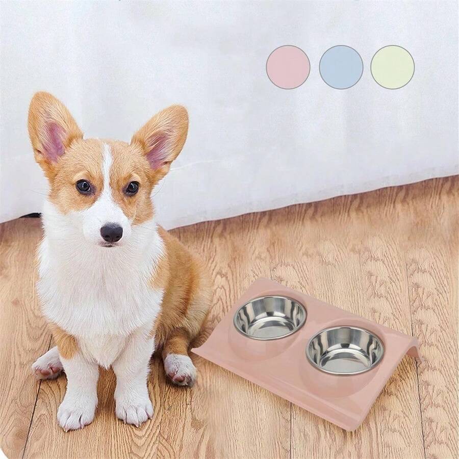 Anti-Verschütten Haustier Doppelnapf - Edelstahl Katze Hund Futter ...
