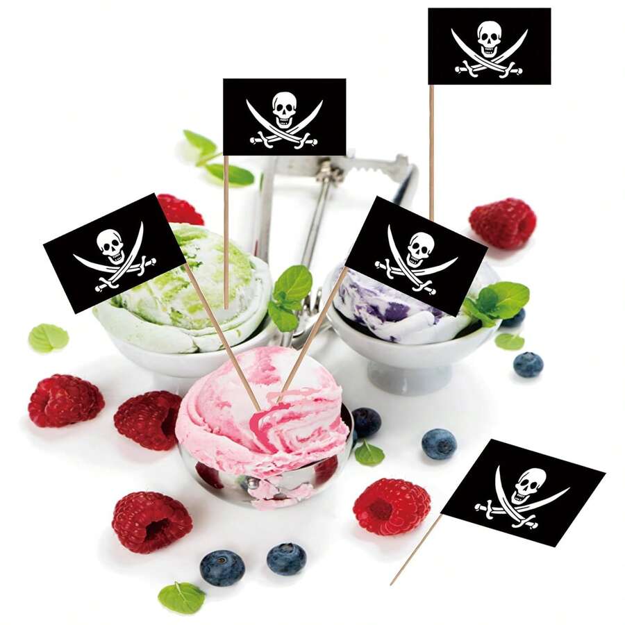 100 Pcs Halloween Toothpick Flag, Pirate Beverage Toothpicks Flags Cake ...