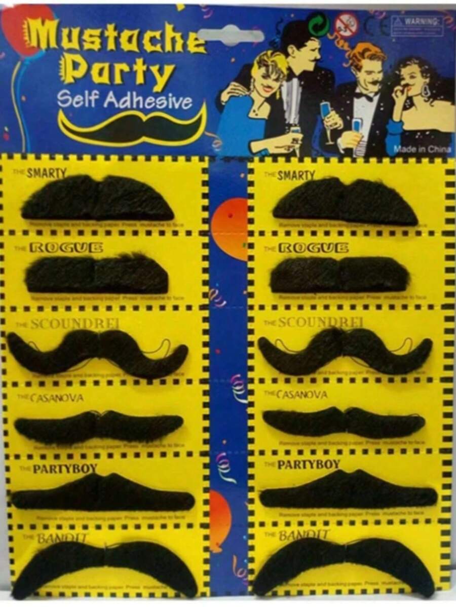 1 Set de 12 Piezas: Barba artificial negra + 1 Corona, Accesorios para ...