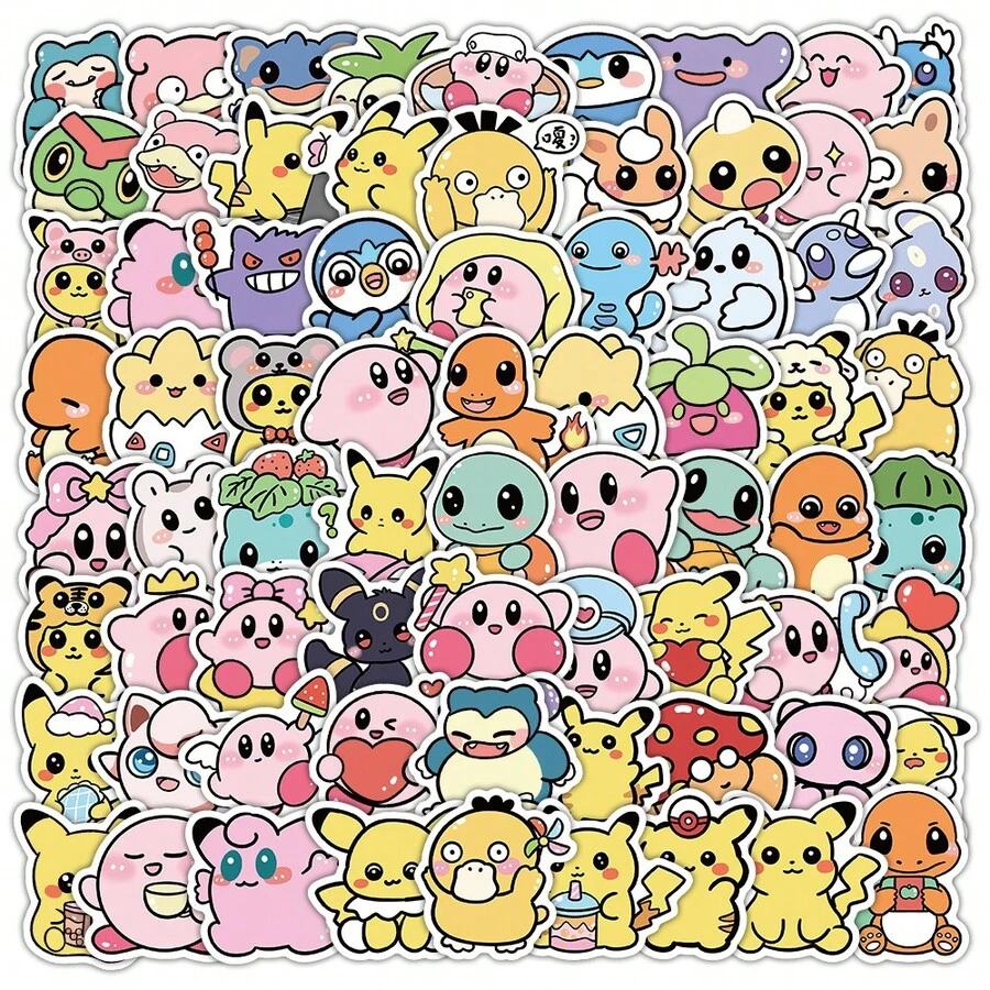 pokemon 100PCS Cute Pokemon Q Version Anime Stickers Cartoon Decals For ...