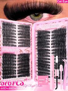 576/280PCS Fluffy D Curl Large Capacity Individual Lash Clusters ,10 ...
