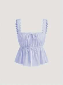 Women Camisole, Sleeveless Tops Backless Pleated Solid Tie-Up Summer ...