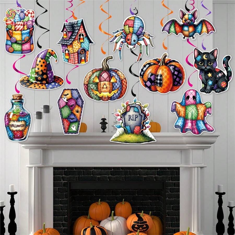 Halloween Hanging Swirl Decorations Spider Ghost Pumpkin Ceiling ...