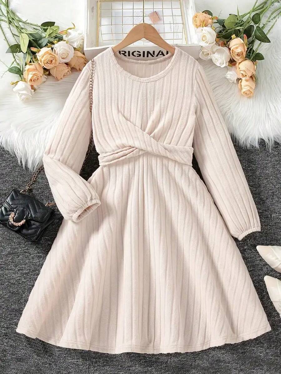 Tween Girls' Casual Solid Color Twist Tie Waist A-Line Skirt for Sale ...