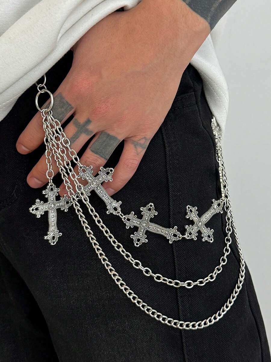 1pc Men's Cross Pendant Pant Chain, High-End Hiphop Streetwear Jeans ...