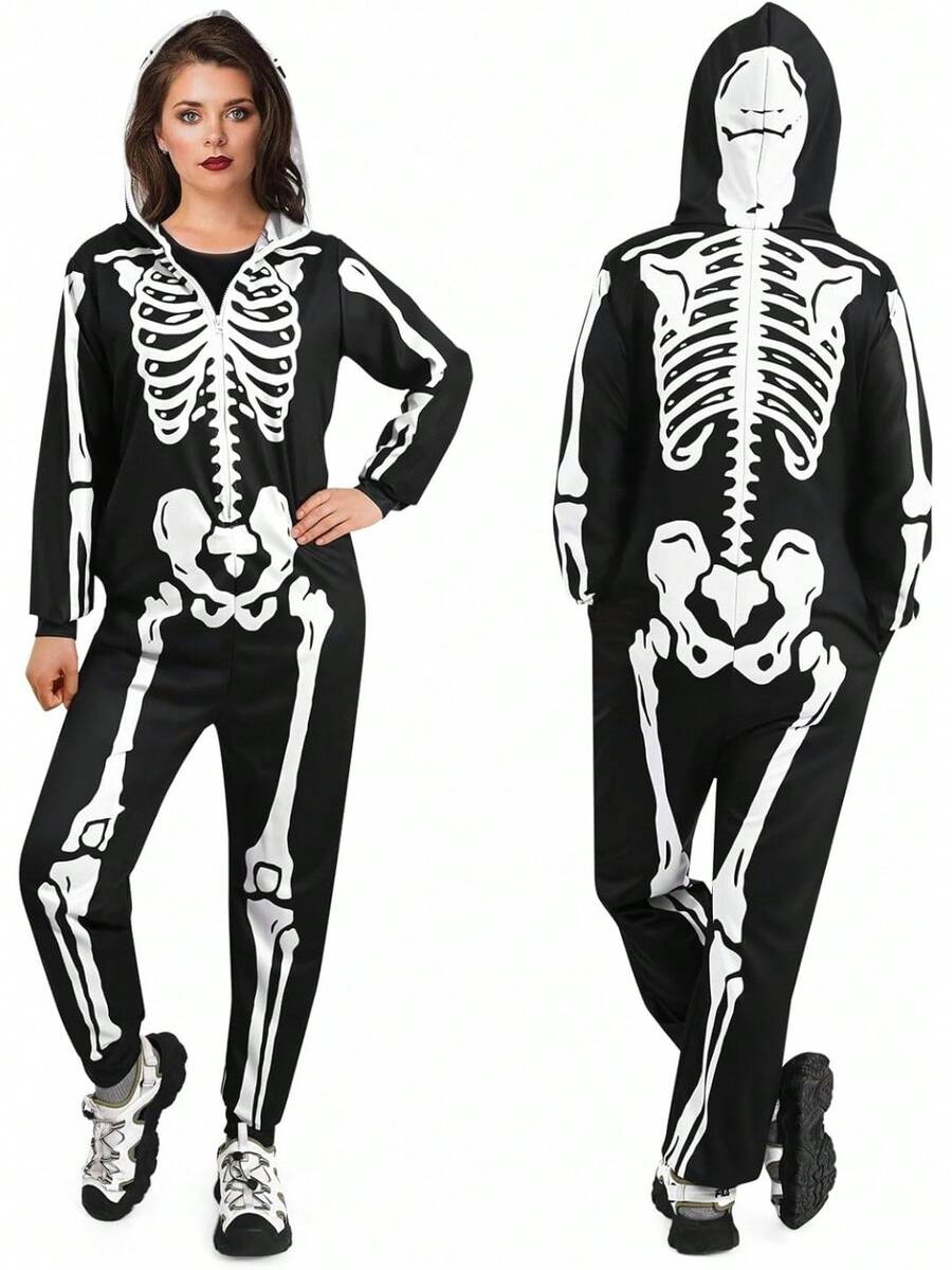 Halloween Skeleton Costume Women-Skeleton Adult -Front And Back Bone ...