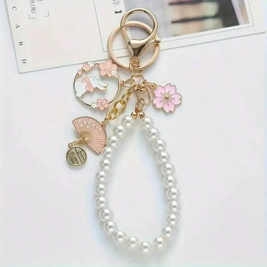 Romantic Cherry Blossom Rabbit Keychain, Exquisite Girl Cute Bag ...