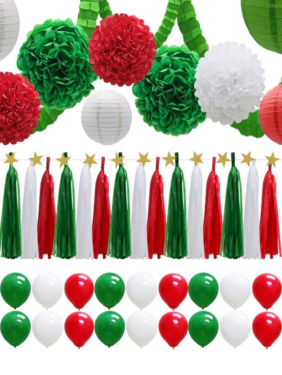 43pcs Party Decorations Set, Paper Lanterns Balloons Tassels Hanging ...