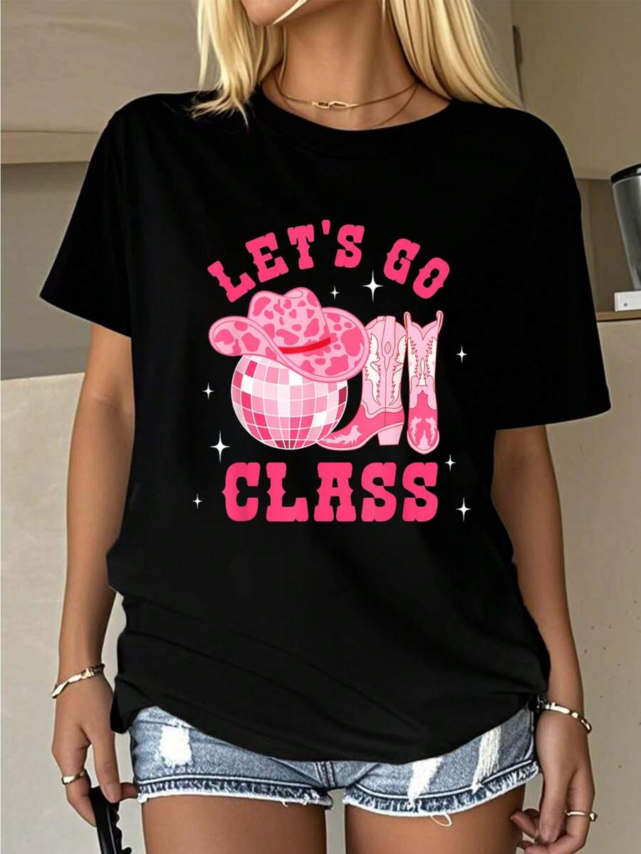 Lets Go Class Western Disco Cowboy Pink Boots Back To School-Shirt ...