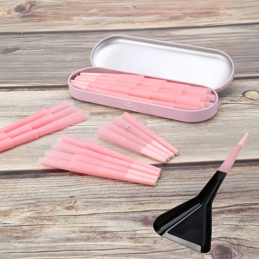40 Pc Rolled Cones 1 1/4 Size Metal Box Pink Cigarette Rolling Papers ...