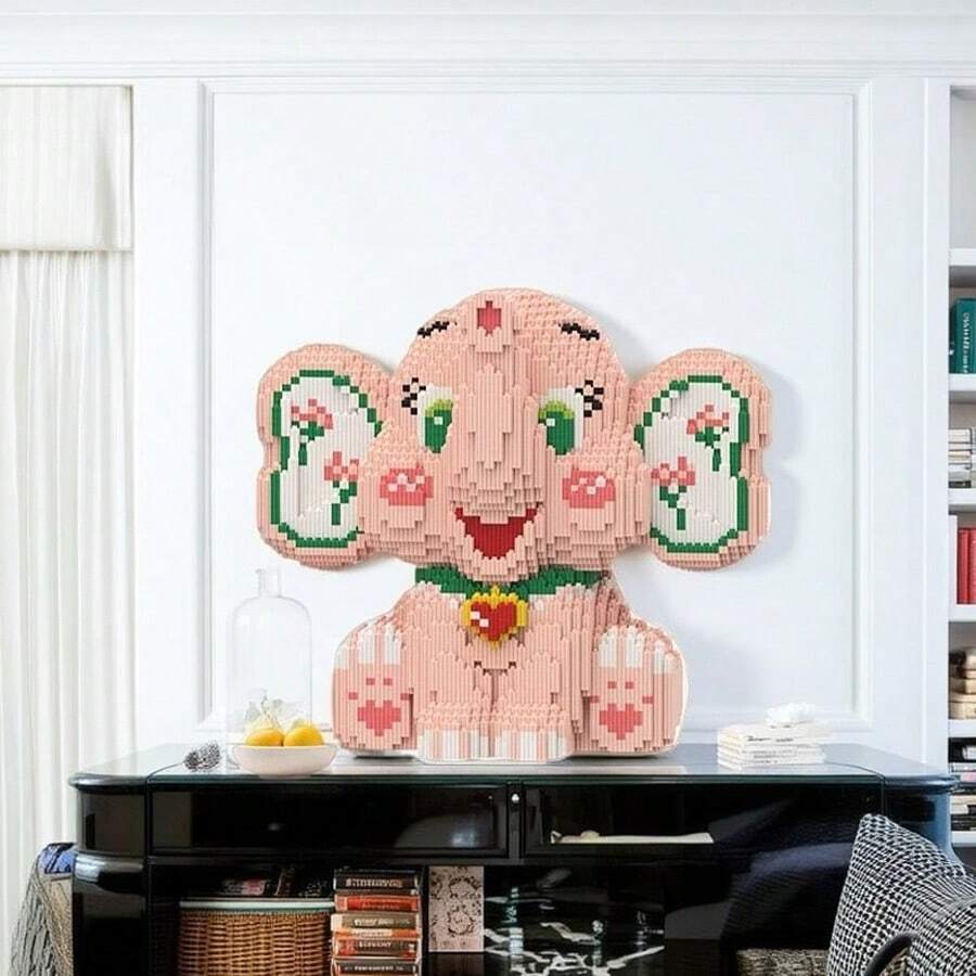 7132pcs Pink Dumbo Building Block Model, Halloween Skeleton Bear ...