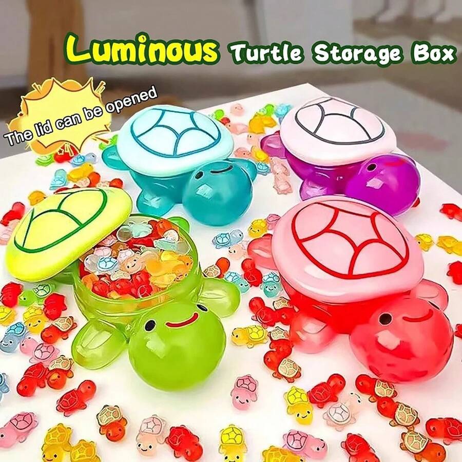 1PC Night Glow Large Turtle+100pcs Mini Luminous Turtles Figurines ...