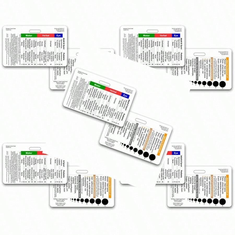 LYA Glasgow Coma Scale GCS Horizontal Reference Badge ID Card (1 Card ...