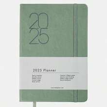 2025 Planner (Green) Soft-Touch PU Leather Yearly Agenda, Ribbon Page ...