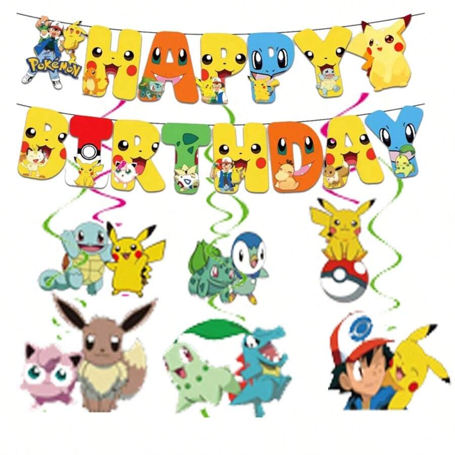 pokemon Cartoon Pokémon Birthday Theme Party Decoration Combination ...