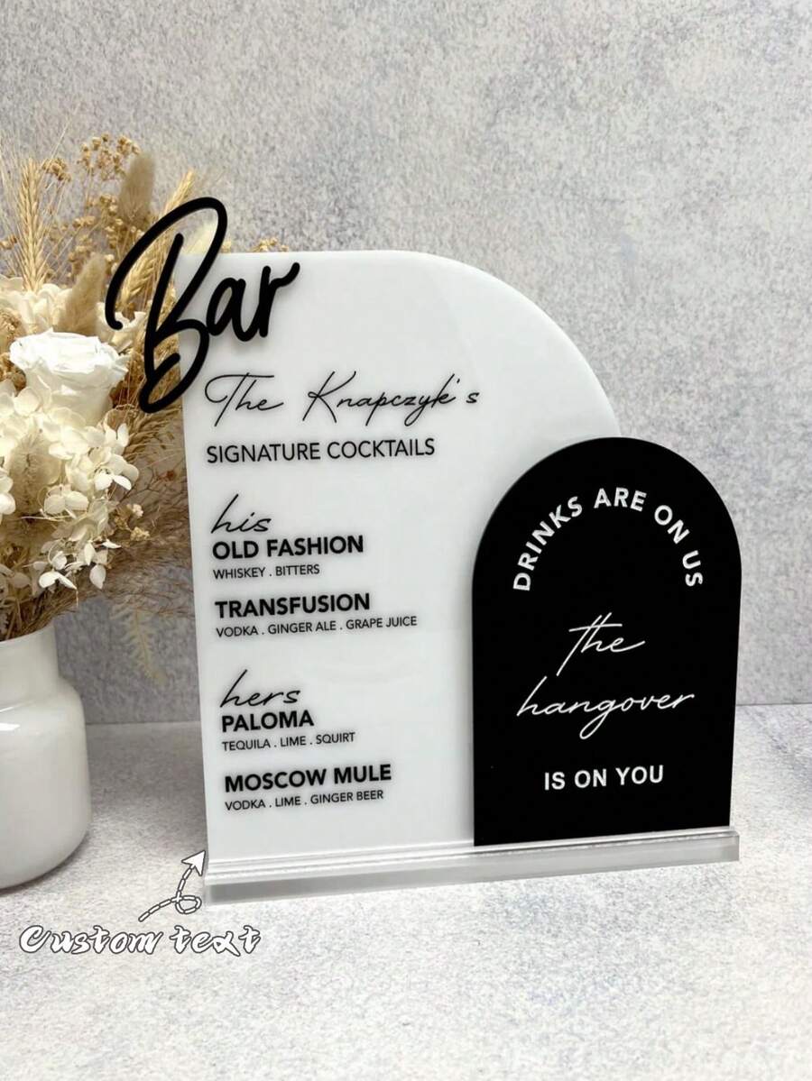 Menú de bar personalizado con recortes 3D en arcos de acrílico doble ...