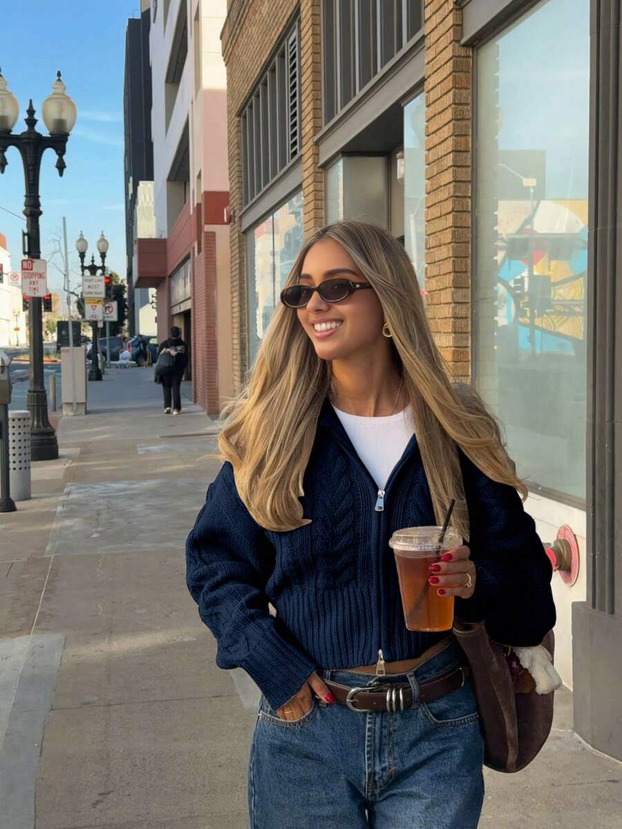 Senya Autumn And Winter New Vintage Cable Knit Cardigan, Loose Drop ...