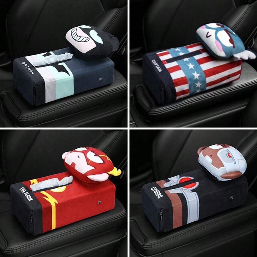 Marvel 3pcs/Set Cartoon Creative Car Tissue Box, Multi-Functional ...