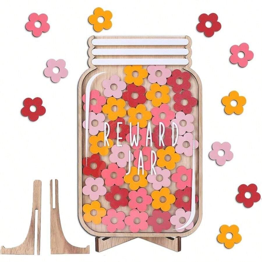 Wooden Reward Jar For Daisy Flower Cutouts Positive Incentive Behavior ...