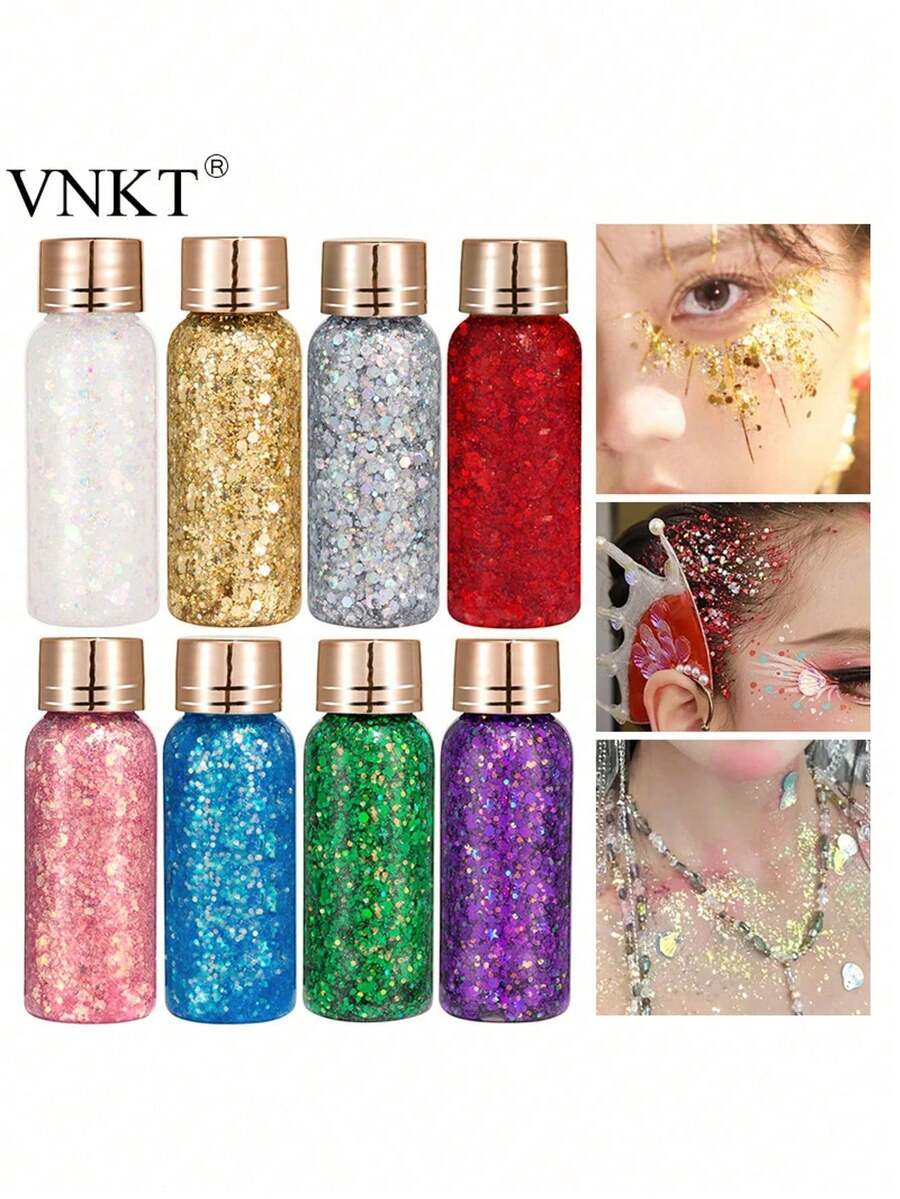 1pc Shiny Sequin Self-Adhesive Face Decor Sticker, Suitable For Body ...