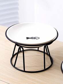Elevated Ceramic Pet Bowls - Cat Paw & Fishbone Design With Stand, Non ...