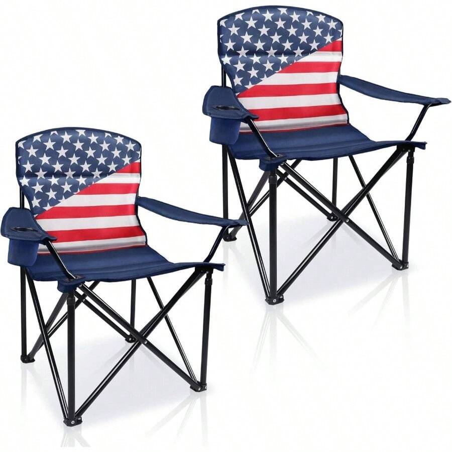 Folding Camping Chairs 2 Pack: Oversized Padded Lawn Chair Adult ...