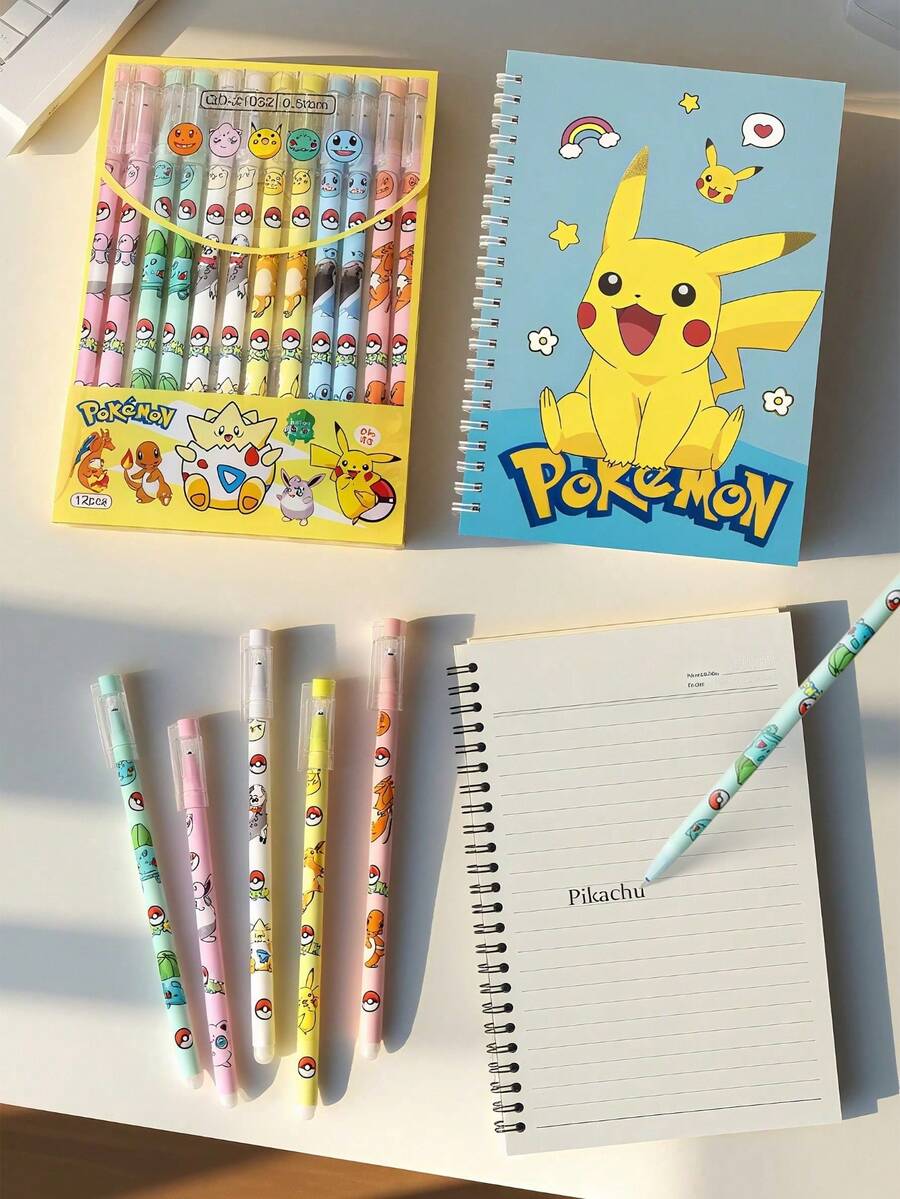 pokemon Pokemon School Supplies Combo Set - 12 Pikachu Ball Pens + 1 ...