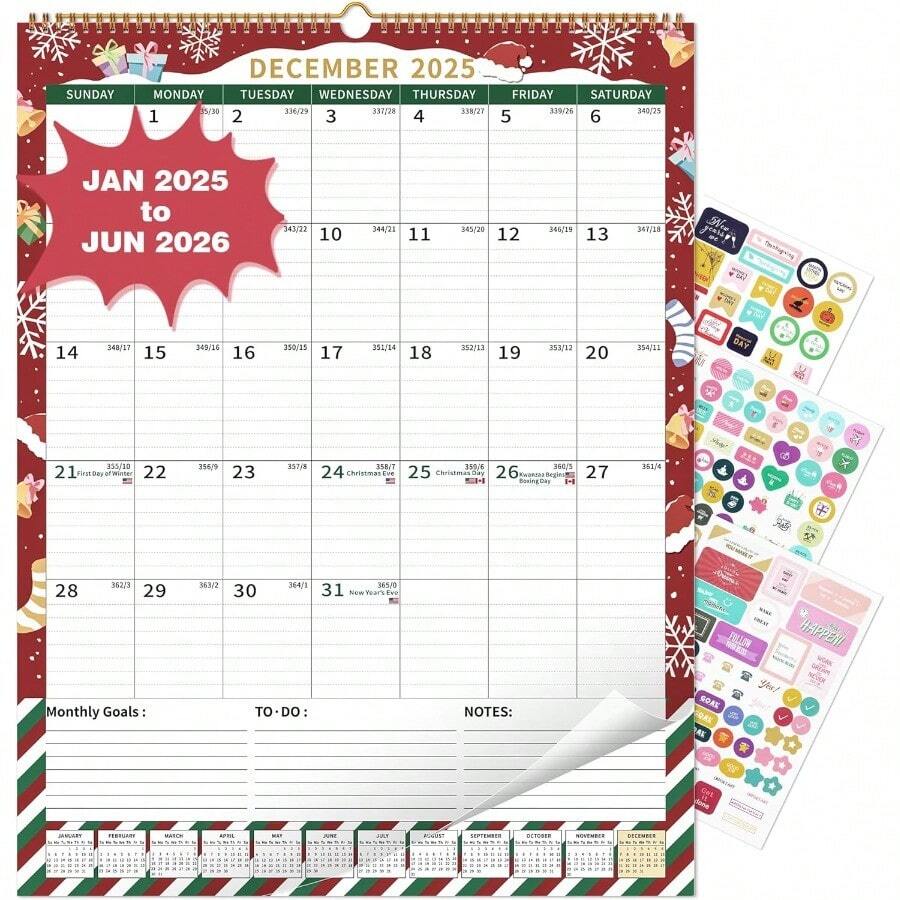 Wall Calendar 20252026 Large With Spiral Bound 18 Month Big Calendar ...