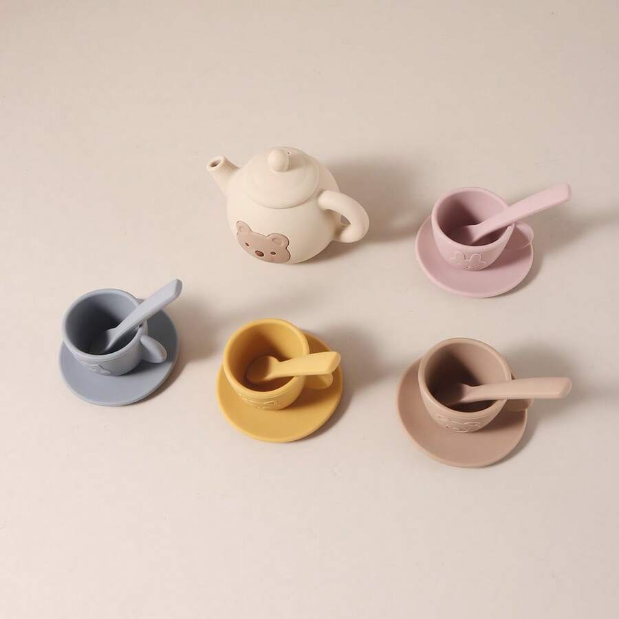 13pcs Soft Tea Set Toy, Teapot & Cups Playset, Kitchen Toy For Boys And ...