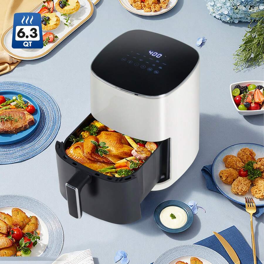 Sweetcrispy Air Fryer 6L With Window Square 400F Air Fryer 12-In-1 Air ...