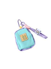 1pc Mini Zipper Coin Purse With The Same Color Lanyard And Carabiner ...