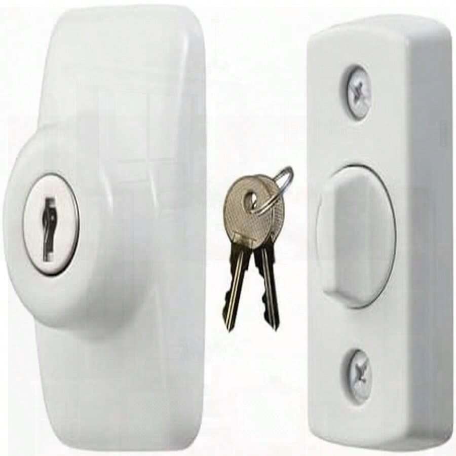 Security Model For Storm & Screen Doors, Key Lock, White (2-Piece Set ...