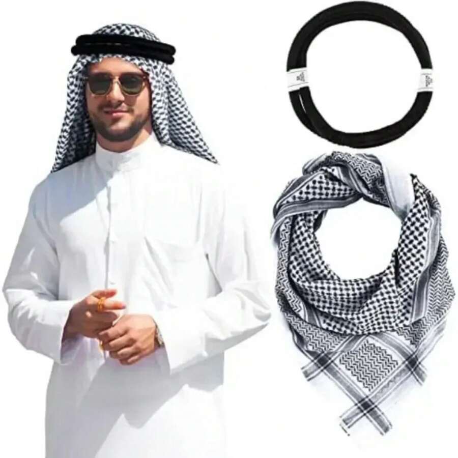 Arab Shemagh Muslim Keffiyeh Head Wrap Tactical Desert Head Neck Scarf ...