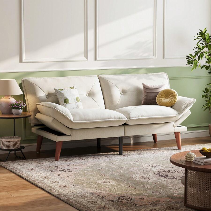 LINSY HOME Sofá cama futón convertible con respaldo y reposabrazos ...