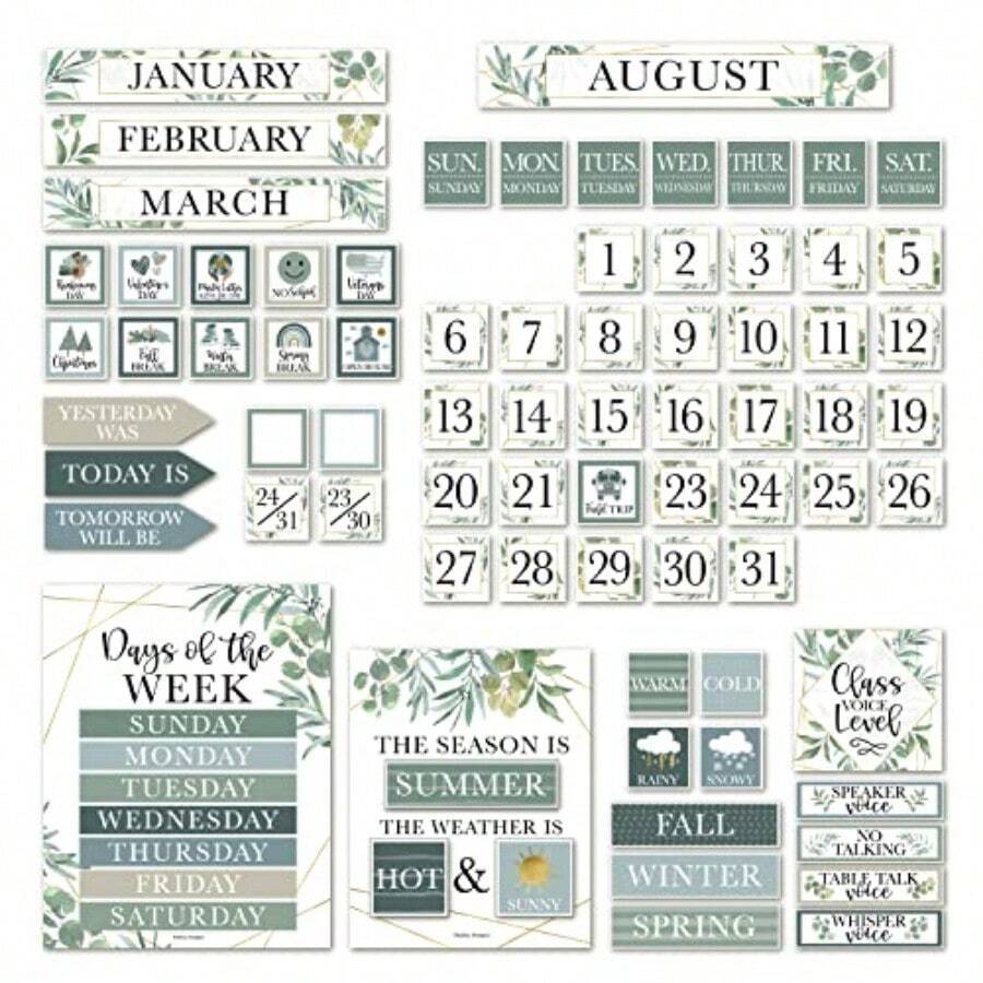 Classroom Calendar Set Bulletin Board Decor School Calendar For ...