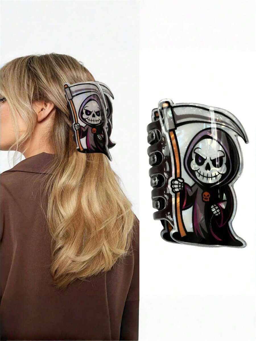 1pc Halloween Grim Reaper Design Hair Clip, Mysterious And Spooky ...