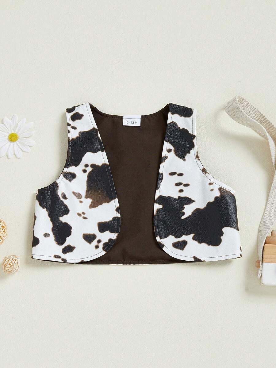 Toddler Baby Boy Girl Cow Print Vest Jacket Vintage Western Cowboy Outfit Cowgirl Vest PU ...
