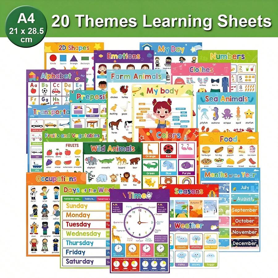 20 Educational Posters For Young Children - Laminated Learning Charts ...