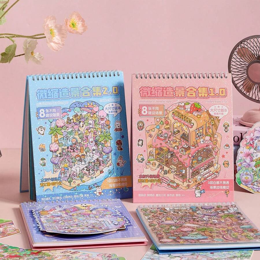 A Miniature Landscape DIY Sticker Book, Large Size 3D Stacked ...