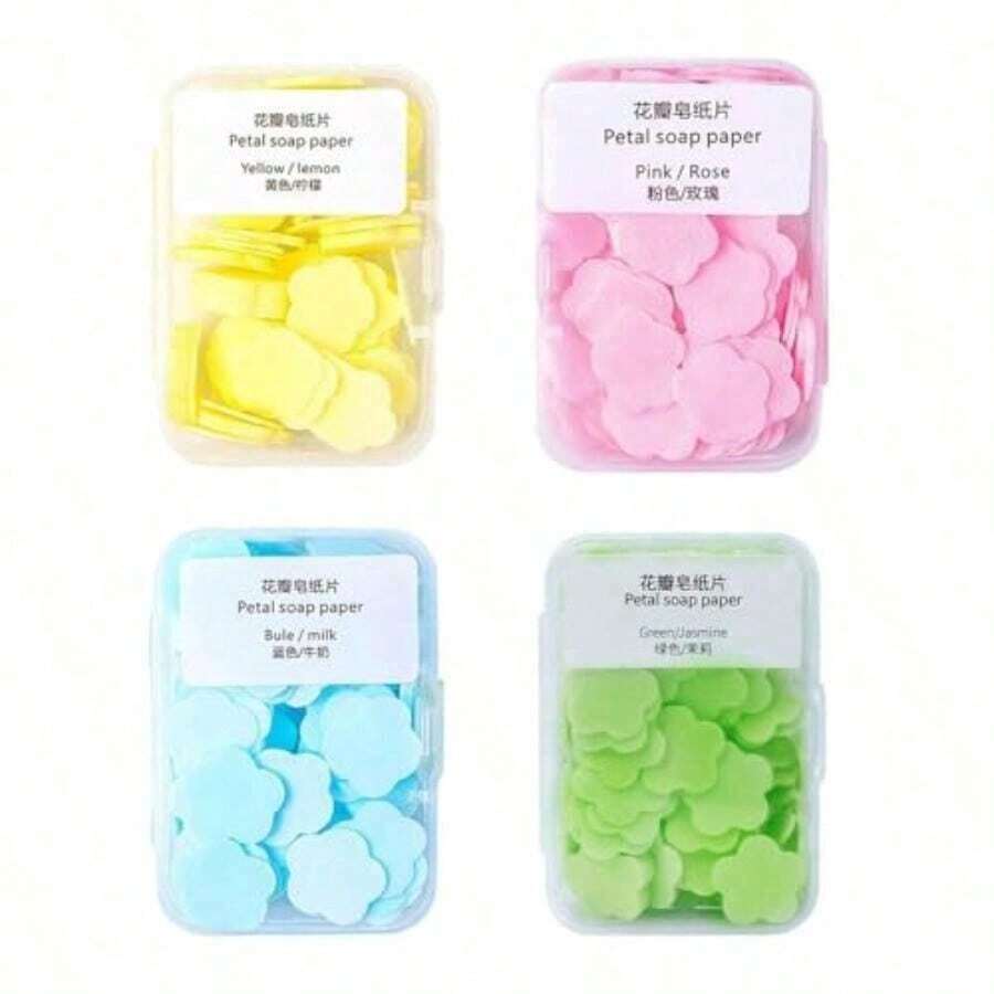 4 Boxes Paper Soap 4 Different Scented Mini Fresh Portable Disposable ...