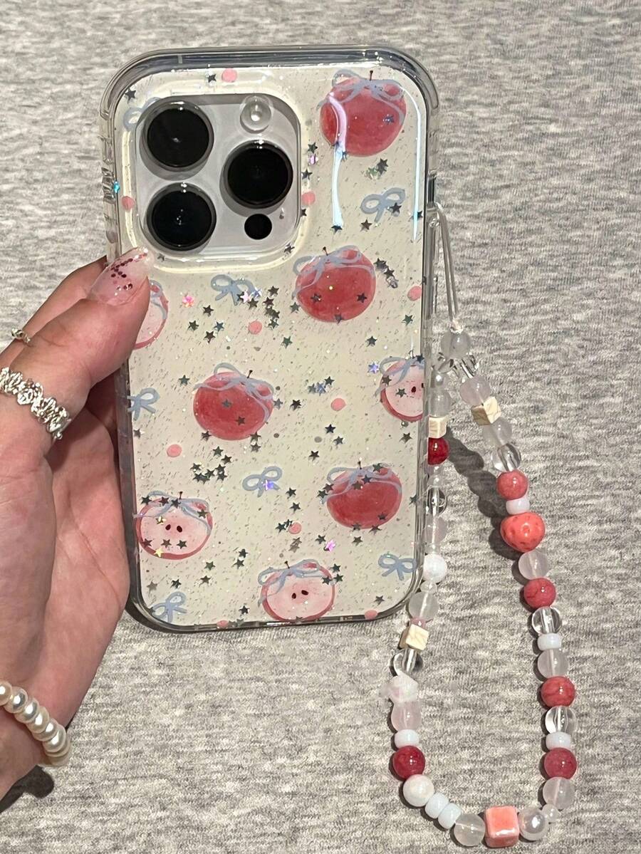 Y2K Cute Bow Apple Strawberry Bead Bracelet Chain Phone Case Compatible ...